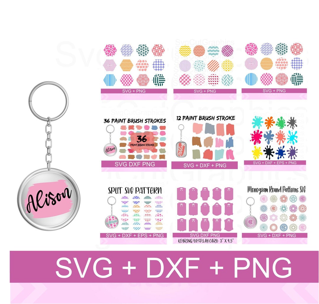Keychain SVG Bundle, Svg Round Pattern, Keyring Display Card, Keychain ...