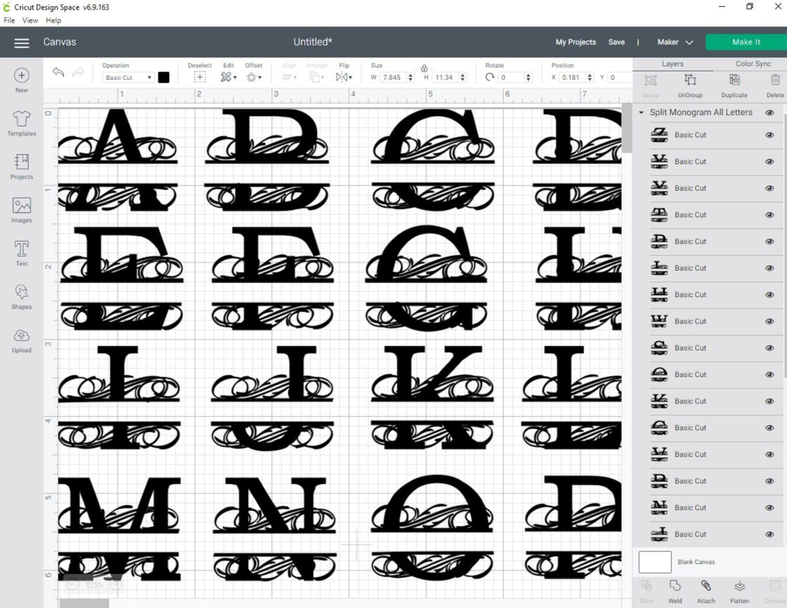 Split Monogram Alphabet SVG PNG Svg Files For Cricut | Etsy