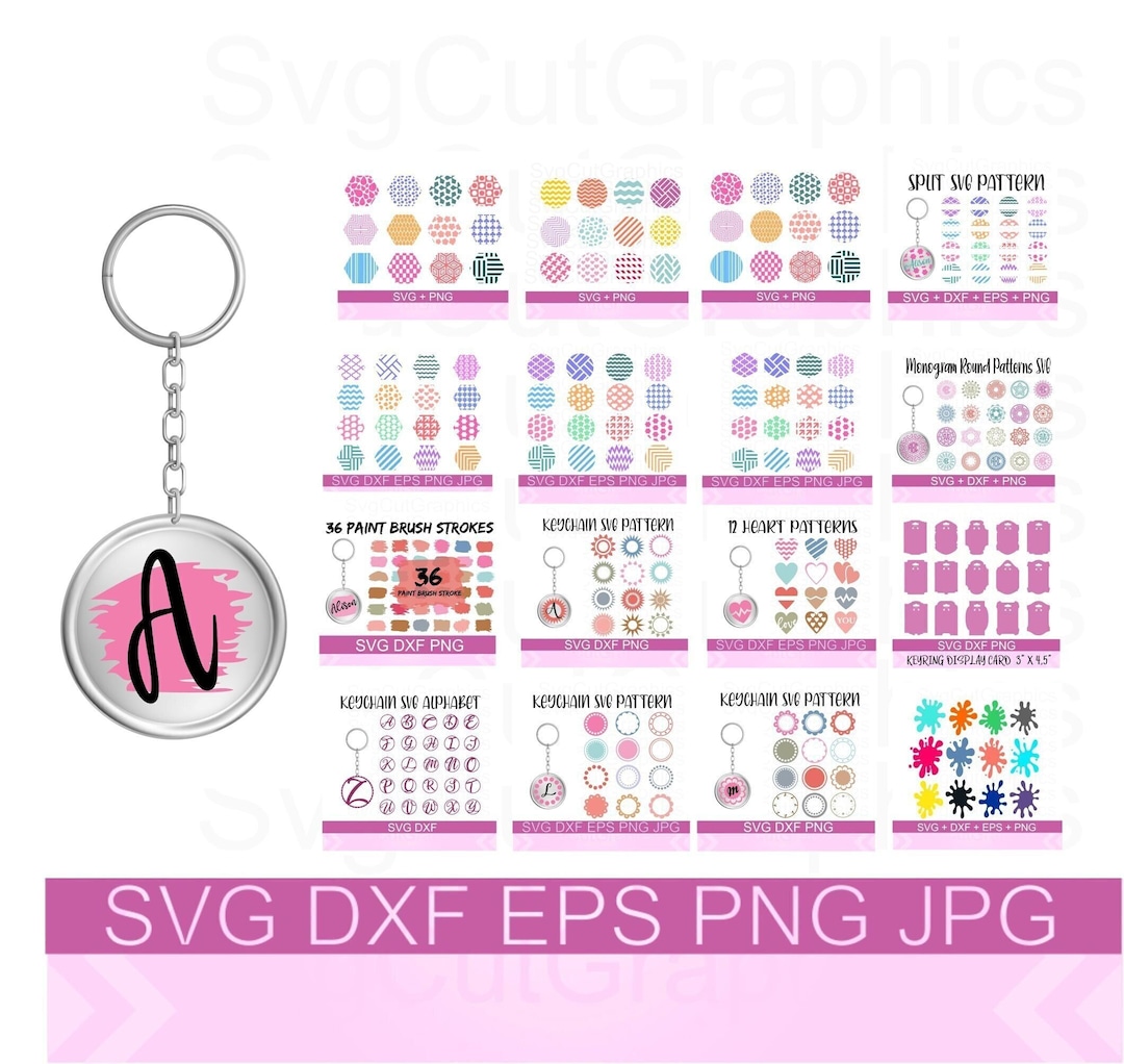 Keychain SVG Files Bundle, Brush, Splash, Svg Round Pattern, Keyring ...