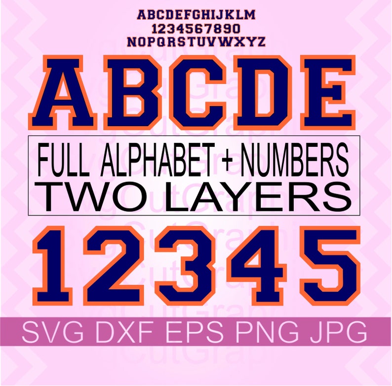 Varsity Font SVG, Layered Sports Alphabet, Numbers (digital Download ...