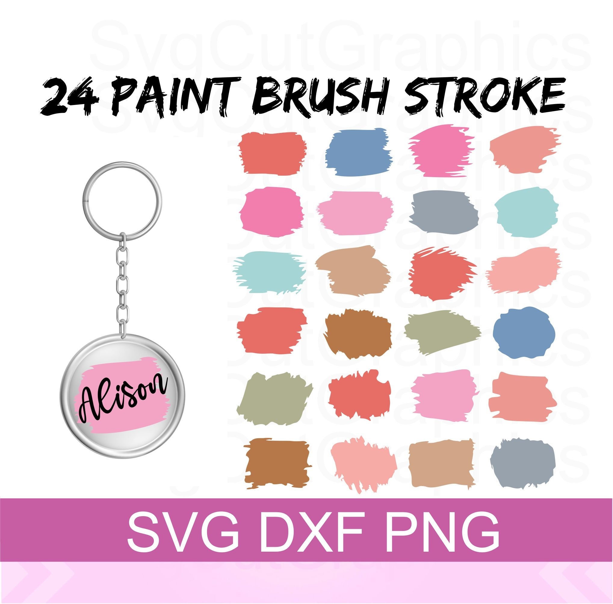 Keychain SVG Paint Brush Stroke, Cricut Svg Keychain, Keychain Paint ...