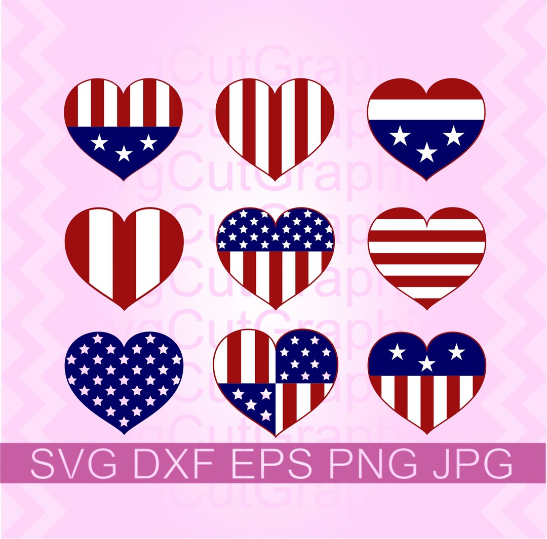 United States Hearts SVG Files, Svg American for Cricut & Silhouette ...