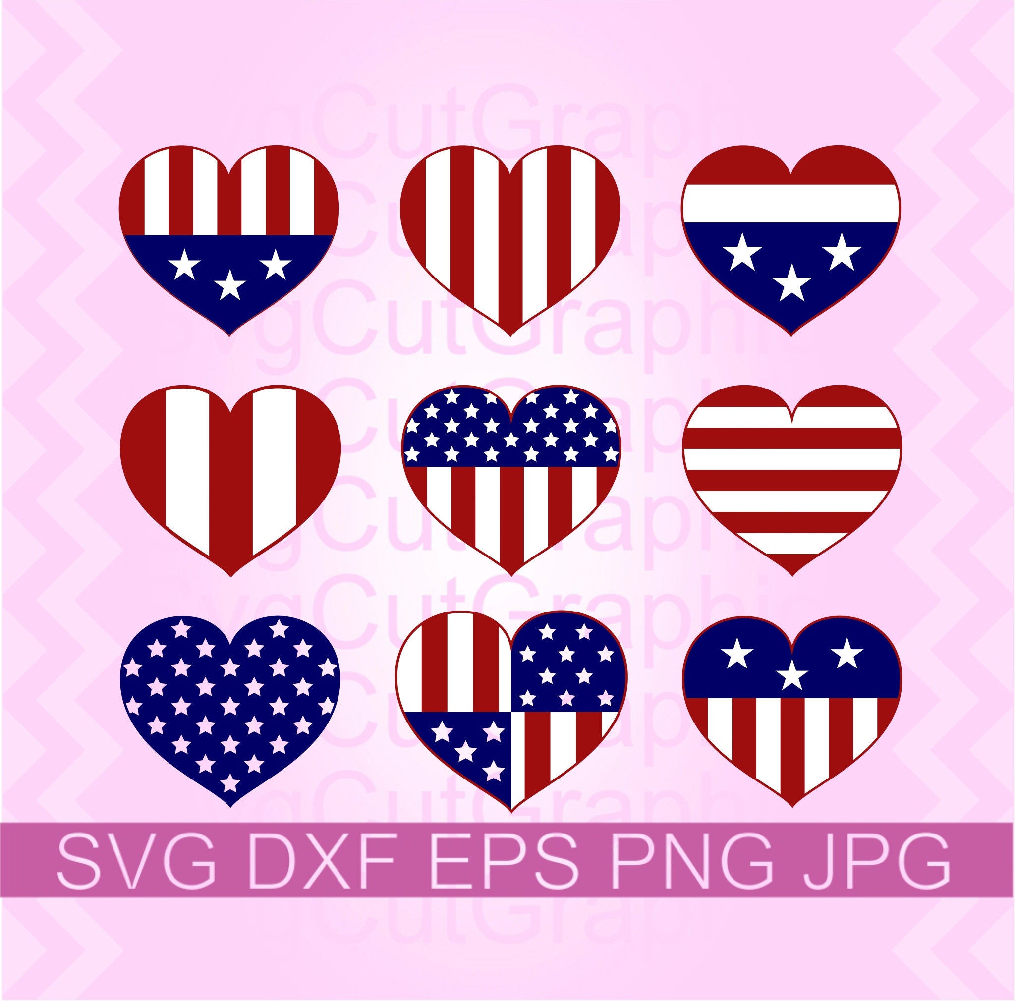 American Flag Heart SVG Bundle, Patriotic Clipart (digital Download) - Etsy