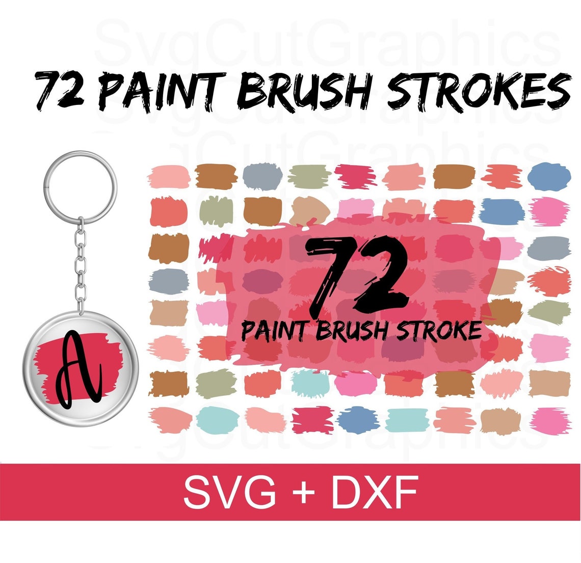 Keychain SVG Paint Brush Stroke Cricut Svg Keychain - Etsy