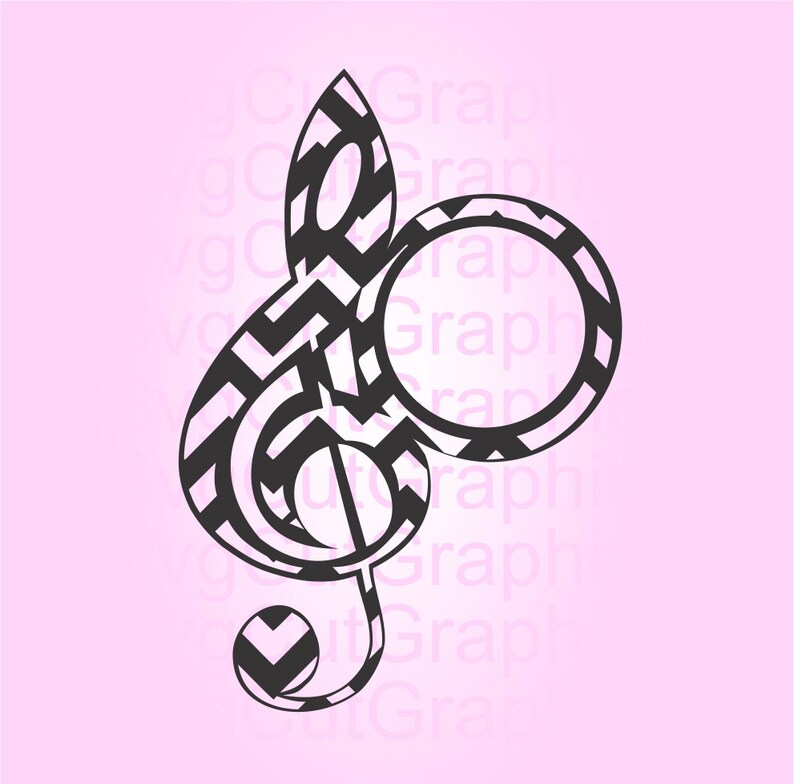 Treble Clef Chevron SVG Files Svg Files Music Svg Monogram - Etsy