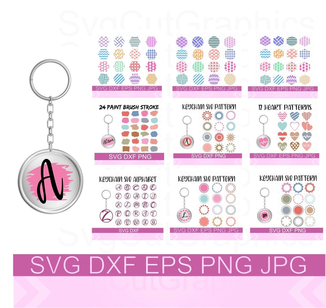 Keychain SVG DXF PNG Bundle, Keychain Template Svg Files, Svg ...