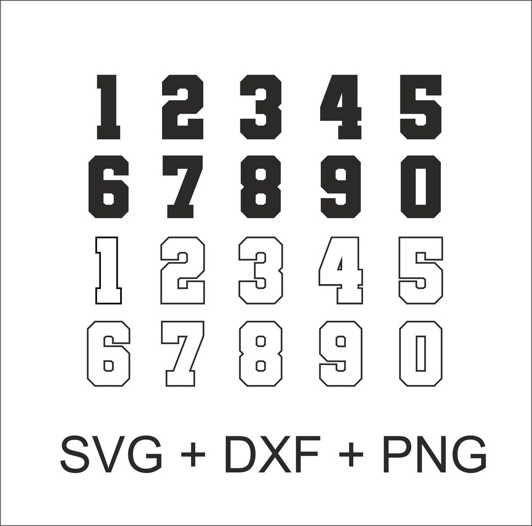 Sports Varsity Numbers SVG DXF PNG Files - Etsy