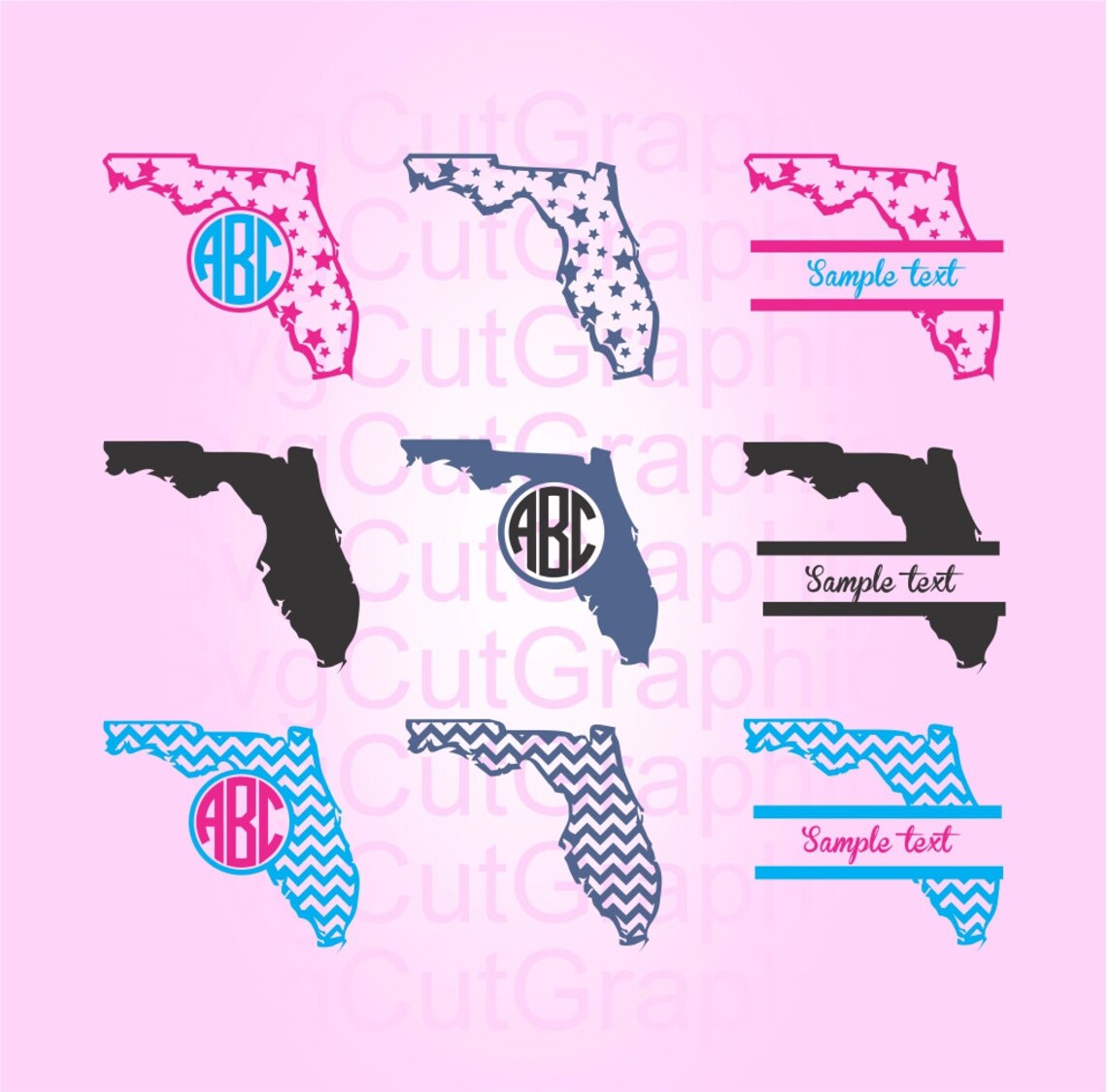 Florida SVG Files Svg Files Svg Monogram Frames SVG Cutting | Etsy