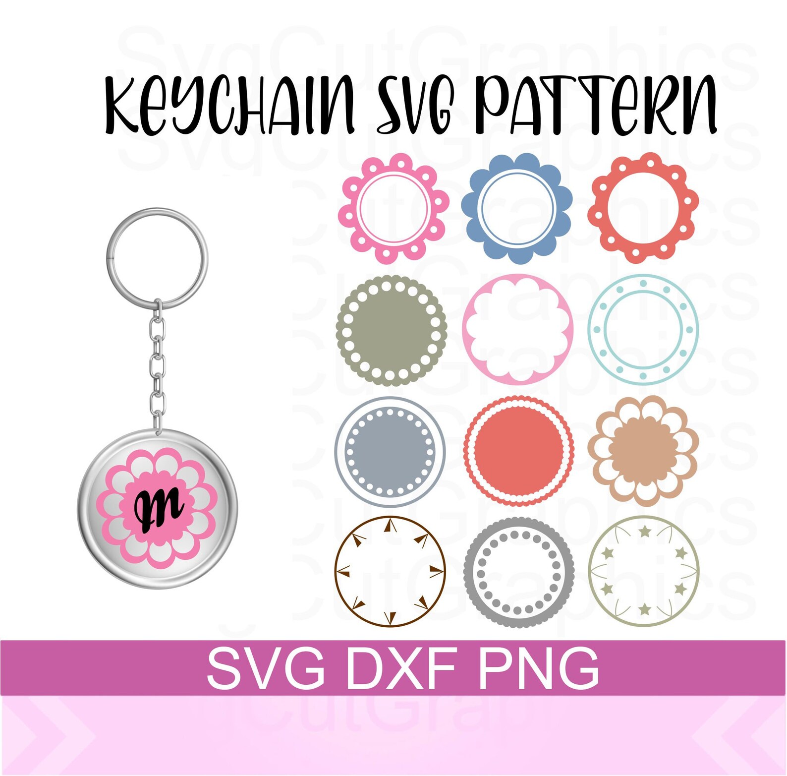 Keychain SVG Files Patterns Round Keychain SVG Keychain - Etsy