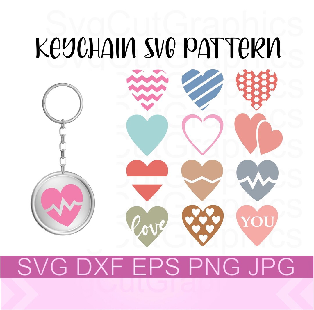 Keychain Heart Patterns SVG Files, Cricut Svg Files, Keychain Hearts ...