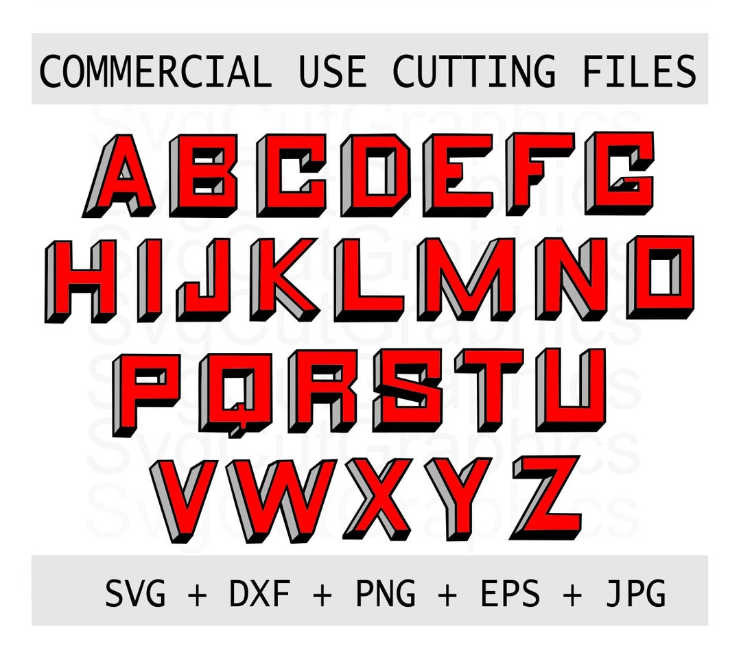 3 D Block Letters SVG Layered Files, Three Layers Svg Letters ...