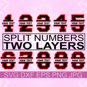 Varsity Split 2 Layer Numbers Svg Cut File Cricut, Football Split ...