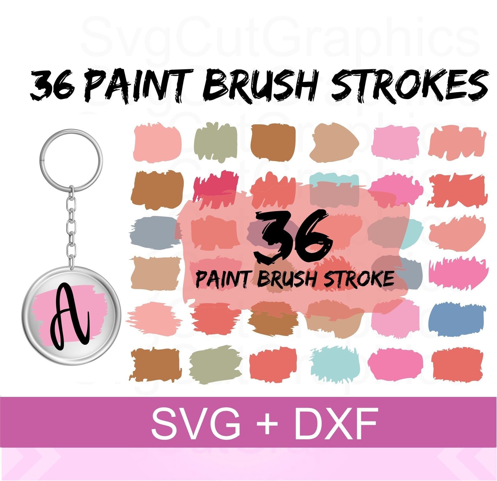 Keychain Svg Paint Brush Stroke Svg, Keychain Pattern Svg, Paint ...