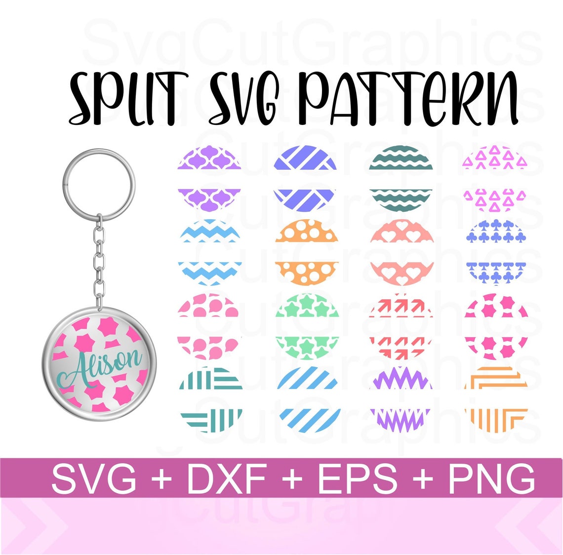 Keychain SVG Files Split Patterns Cricut Svg Keychain Dxf - Etsy