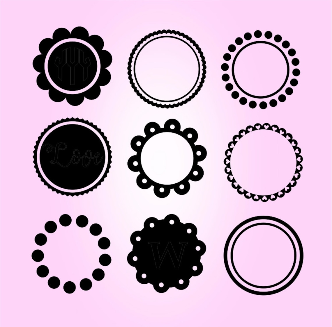 Svg Circle Monogram Frames Svg Files SVG Cutting Files - Etsy