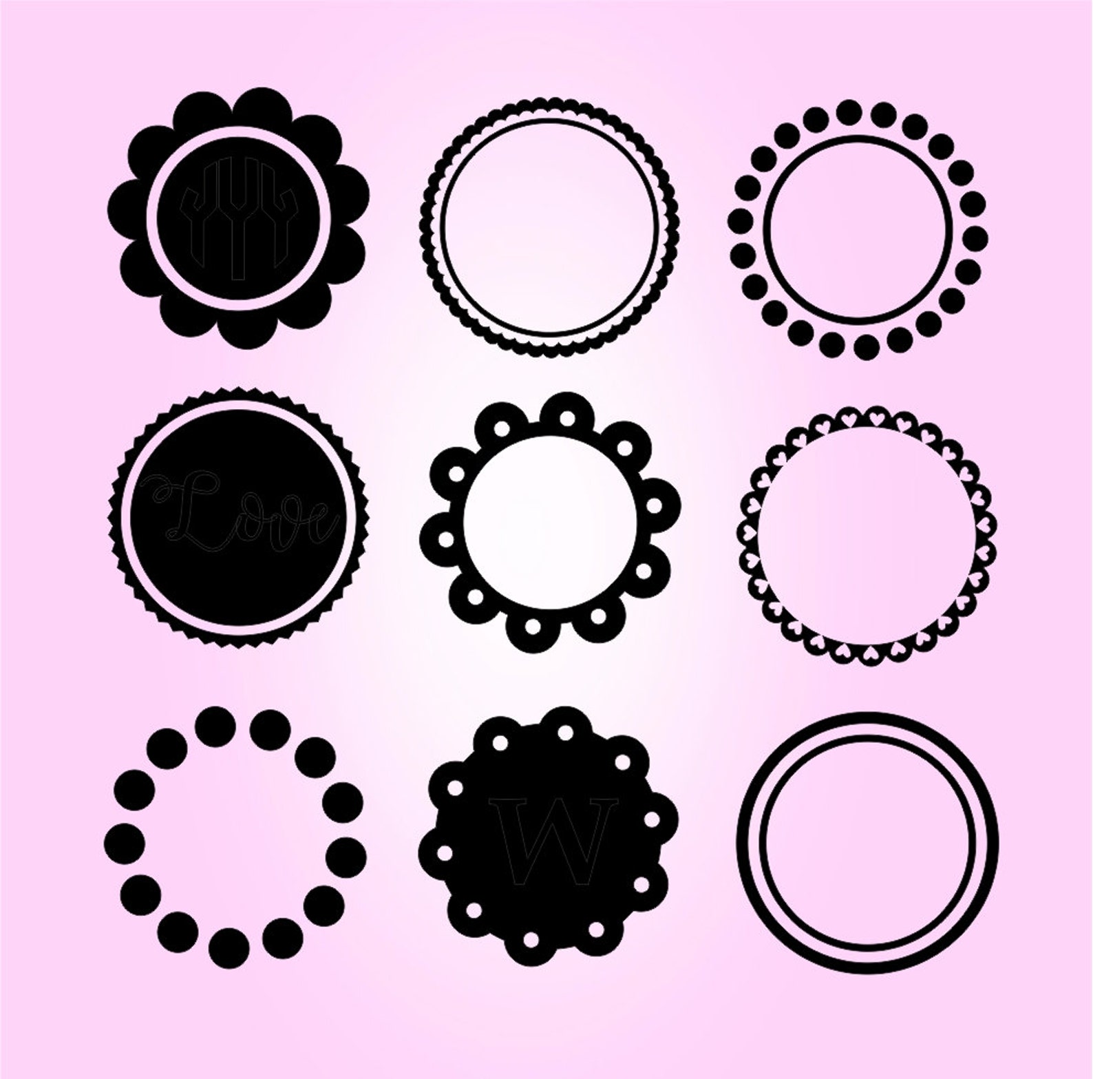 Svg Circle Monogram Frames Svg Files SVG Cutting Files - Etsy