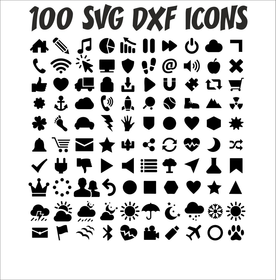 100 SVG DXF Icons, Cutting Files, Svg Files Cricut, Silhouette ...