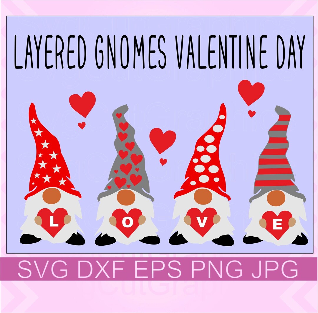 Valentine's Gnome SVG, Layered SVG Gnome Printable Png, Gnome DXF File ...
