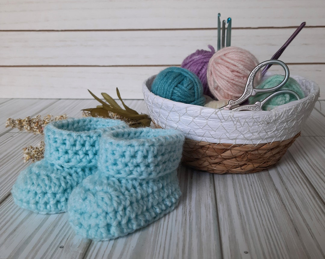 Blue Baby Booties, Baby Booties, Photo Shoot Accessory, Cuffed Baby ...