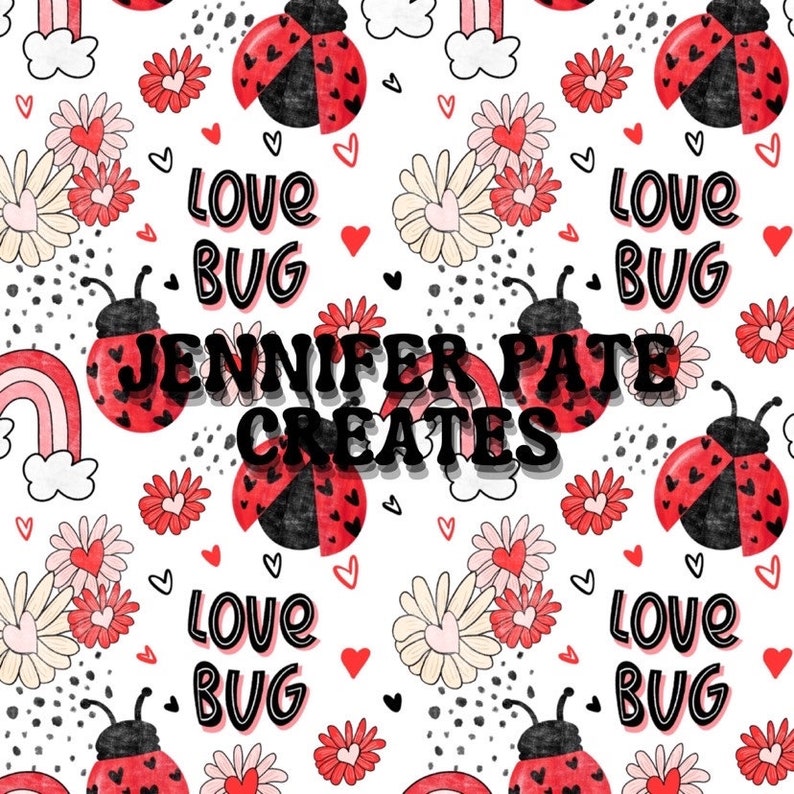 Valentine Love Bug Floral Seamless File Instant Download , Retro ...