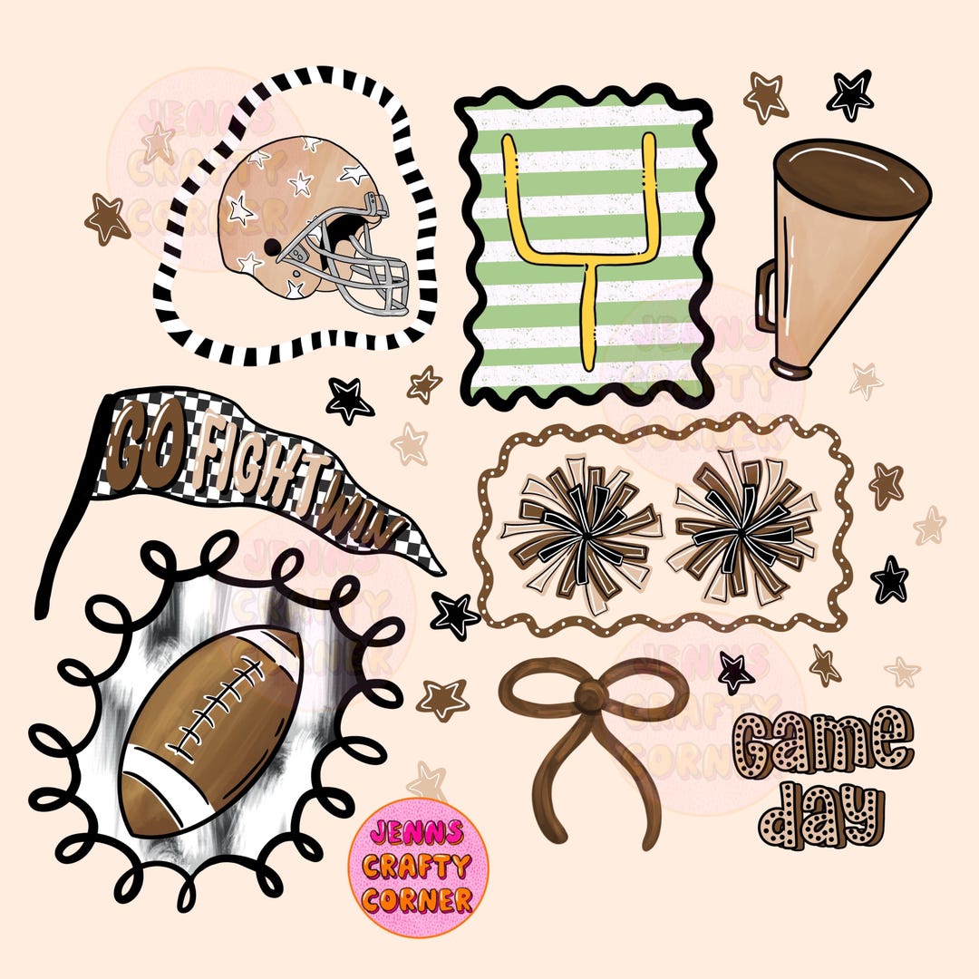 Trendy Girly Football PNG Design: Neutral Doodle (digital Download) - Etsy