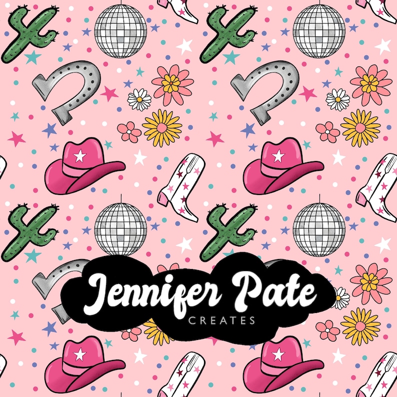 Pink Western Disco Cowgirl Western Seamless File Repeating - Etsy