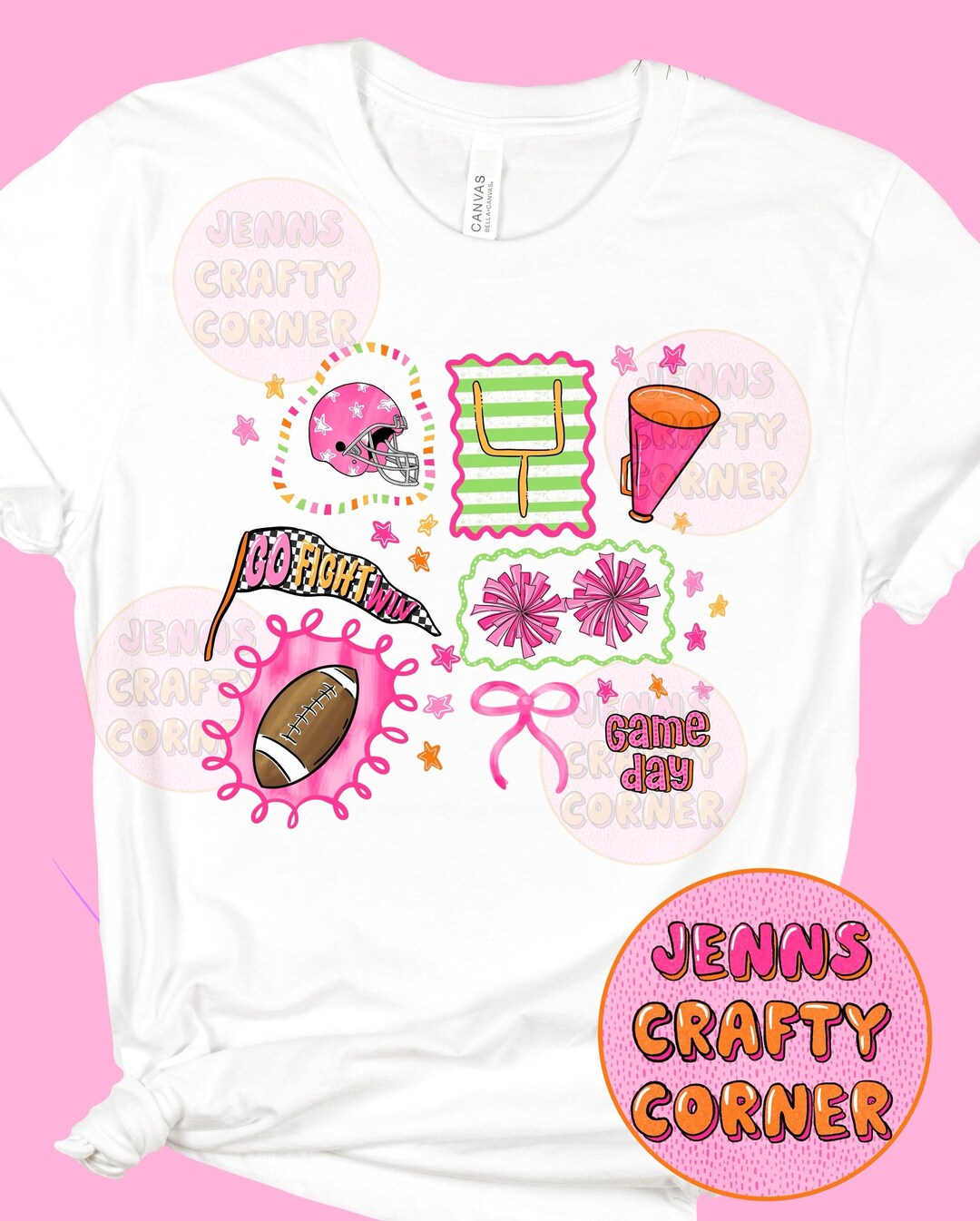 Colorful Doodle Girly Football PNG Design - Trendy Football PNG- Preppy ...