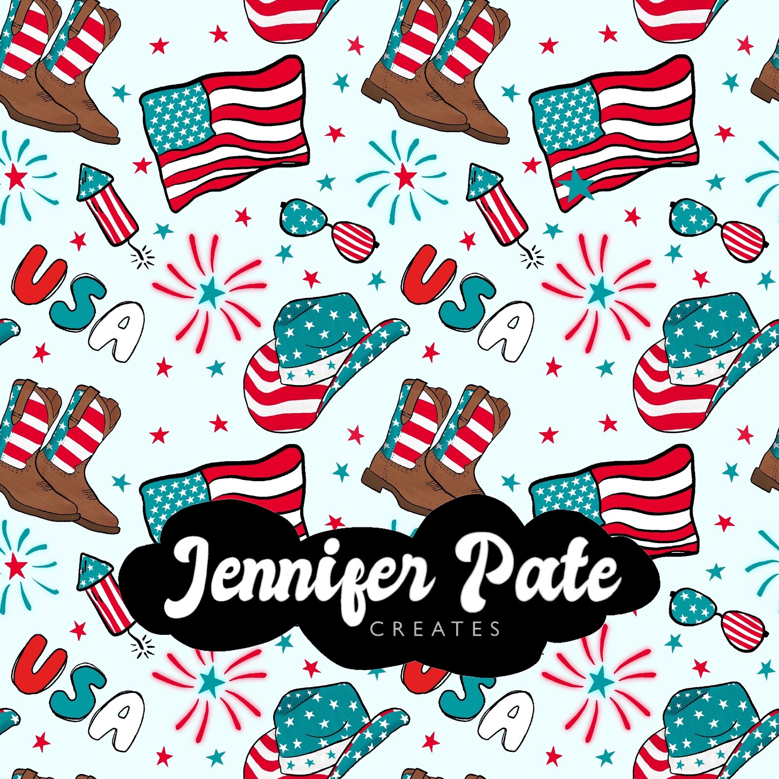 Patriotic Western 4th of July Western Seamless File Repeating File ...