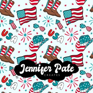 Patriotic Western 4th of July Western Seamless File Repeating File ...