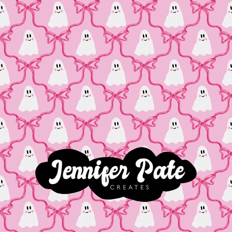 Pink Ghosts and Bows Halloween Seamless Pattern, Seamless Fall Repeat ...