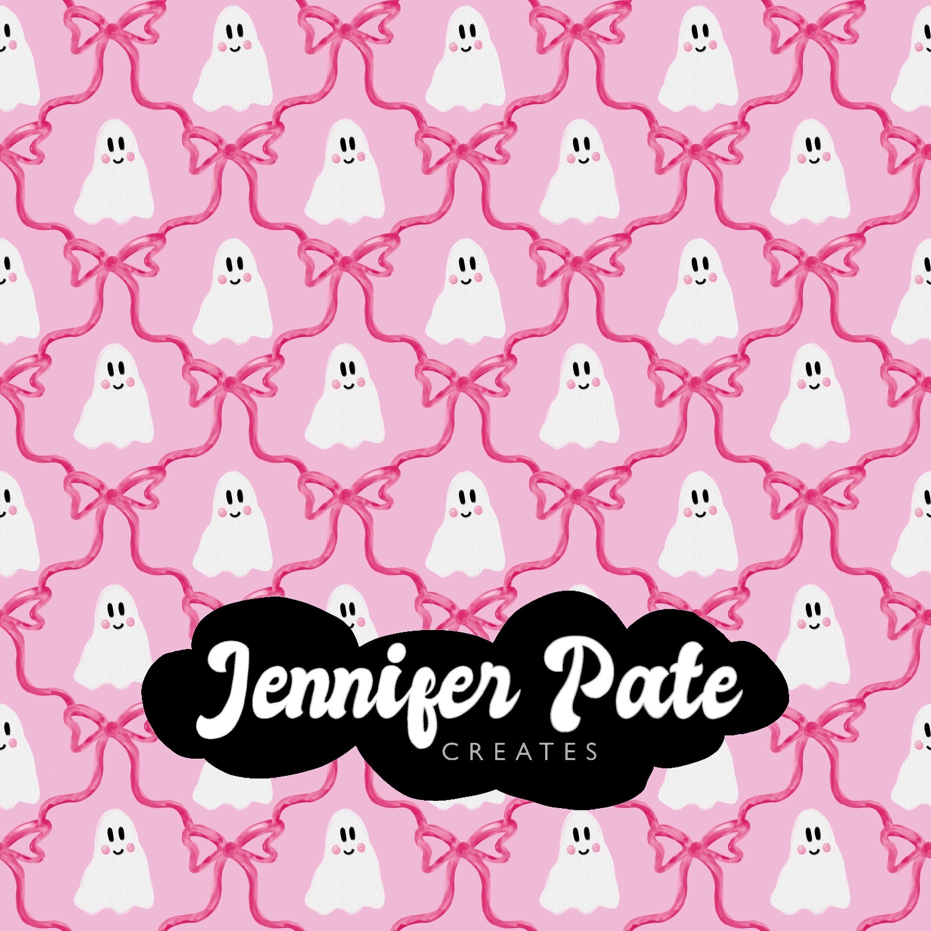 Pink Ghosts and Bows Halloween Seamless Pattern, Seamless Fall Repeat ...