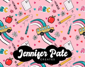 Retro Back to School Seamless File Gender Neutral Repeating File ...