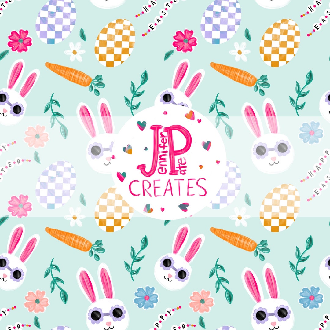 Easter Pattern Groovy Bunny Seamless Repeat Pattern for Fabric ...