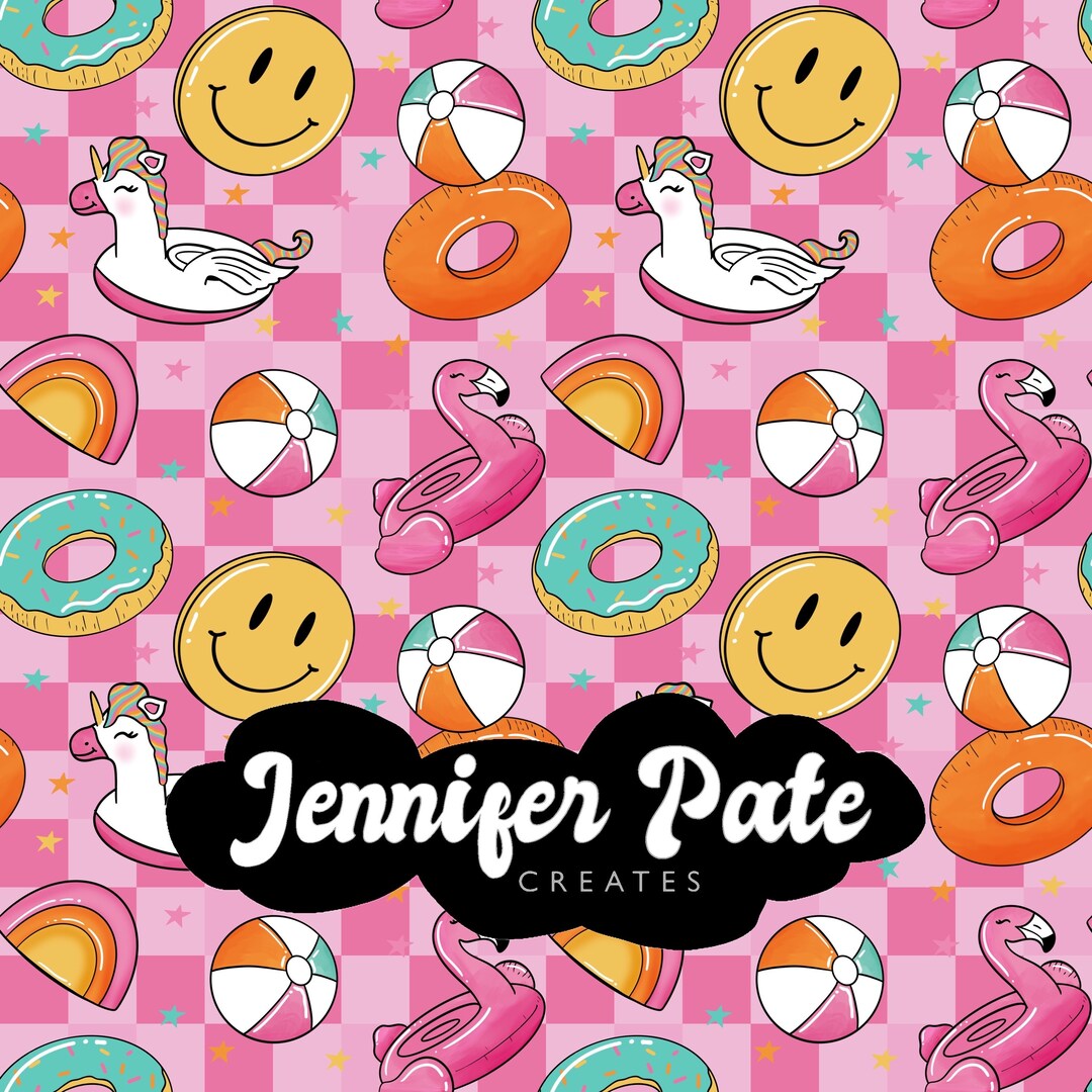 Girl Summer Pattern Retro Pool Floats Seamless Repeat Pattern for ...