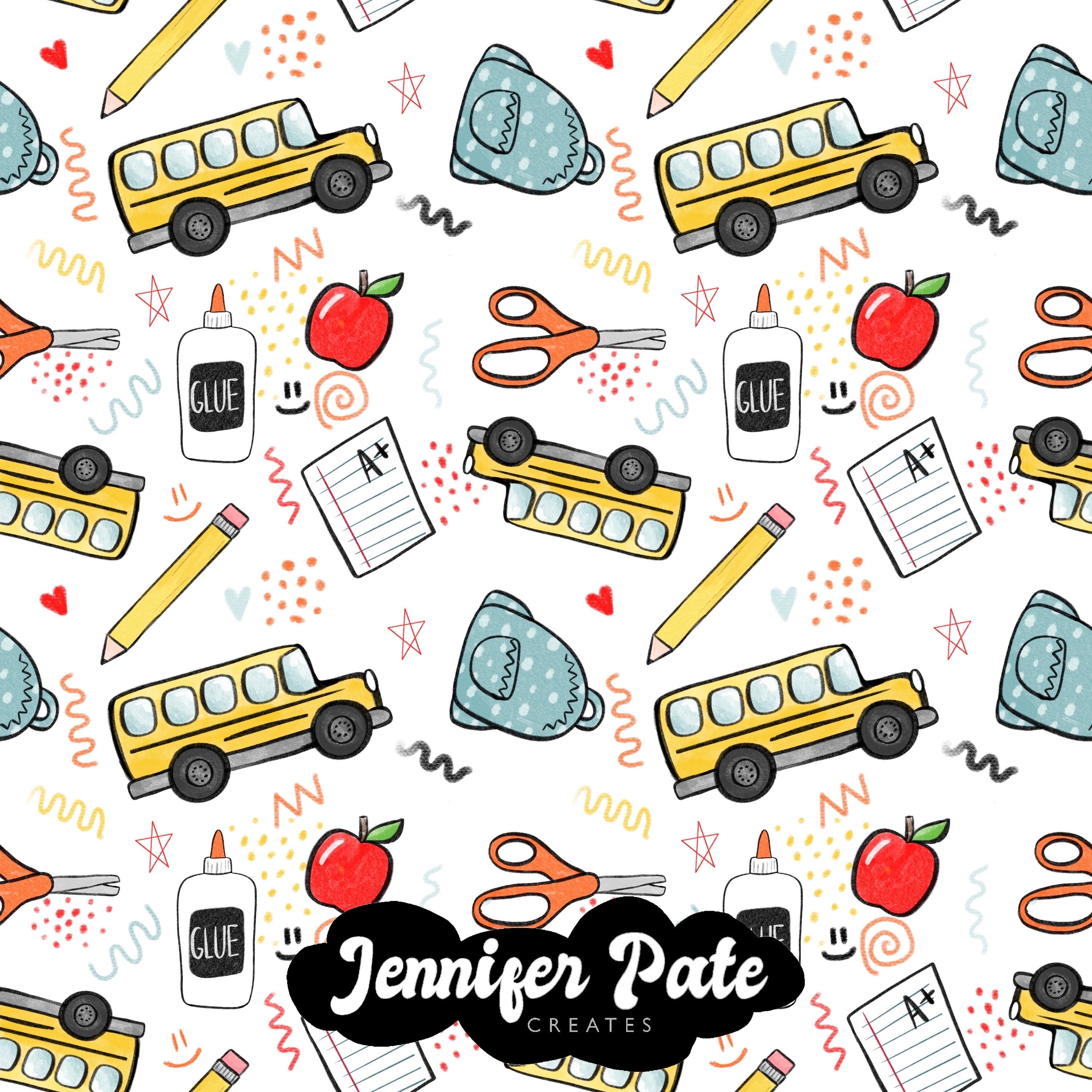 Retro Back to School Seamless File Gender Neutral Repeating File ...