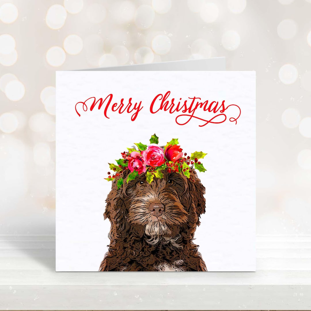 Chocolate Cockapoo Christmas Card Xmas Cards Gift for Brown Cockapoo ...