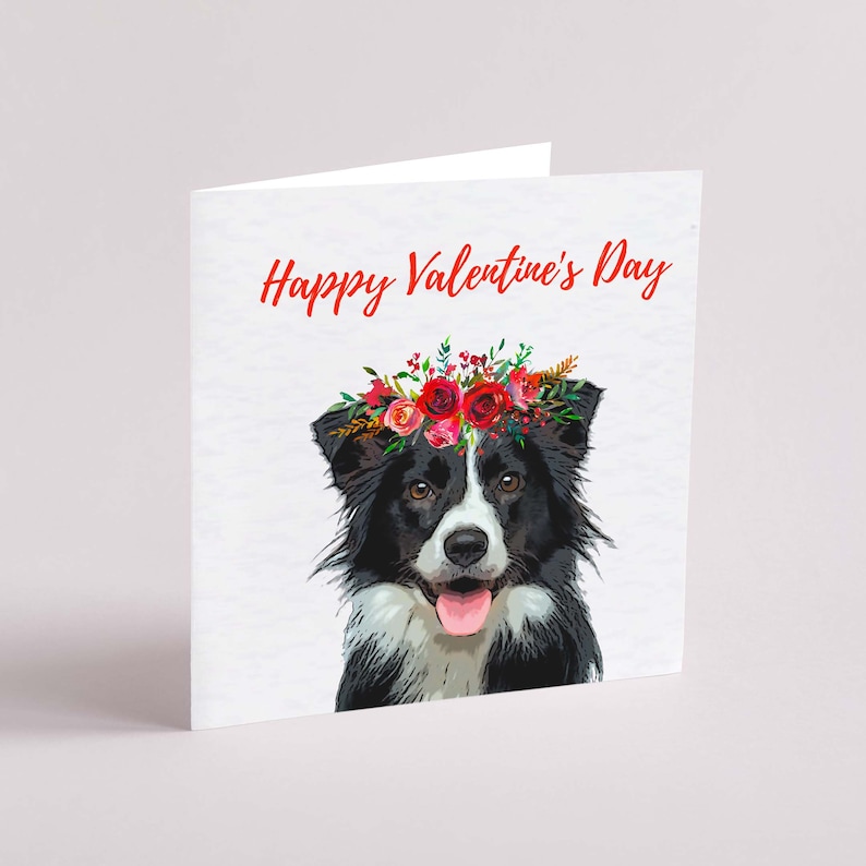 Border Collie Valentine's Day Card Sheepdog Greeting Card - Etsy