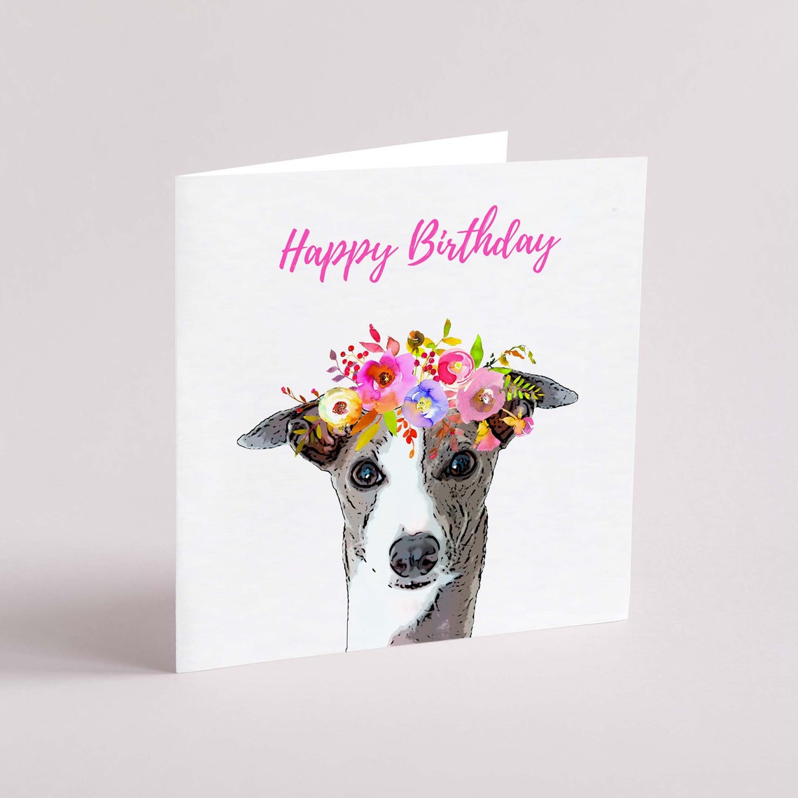 Greyhound Birthday Card Cute Dog Greeting Card Whippet - Etsy