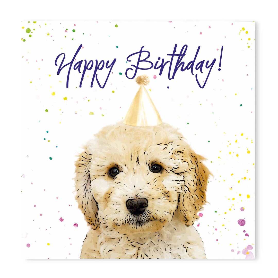 Cockapoo Birthday Card Party Hat Cockapoo Greeting Card Gift for ...
