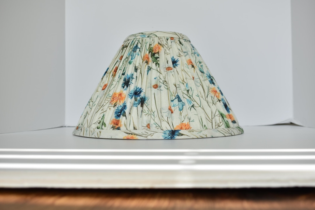Multicolor Linen Floral Pleated Lampshade- Shade-floral Pleated Sconce ...