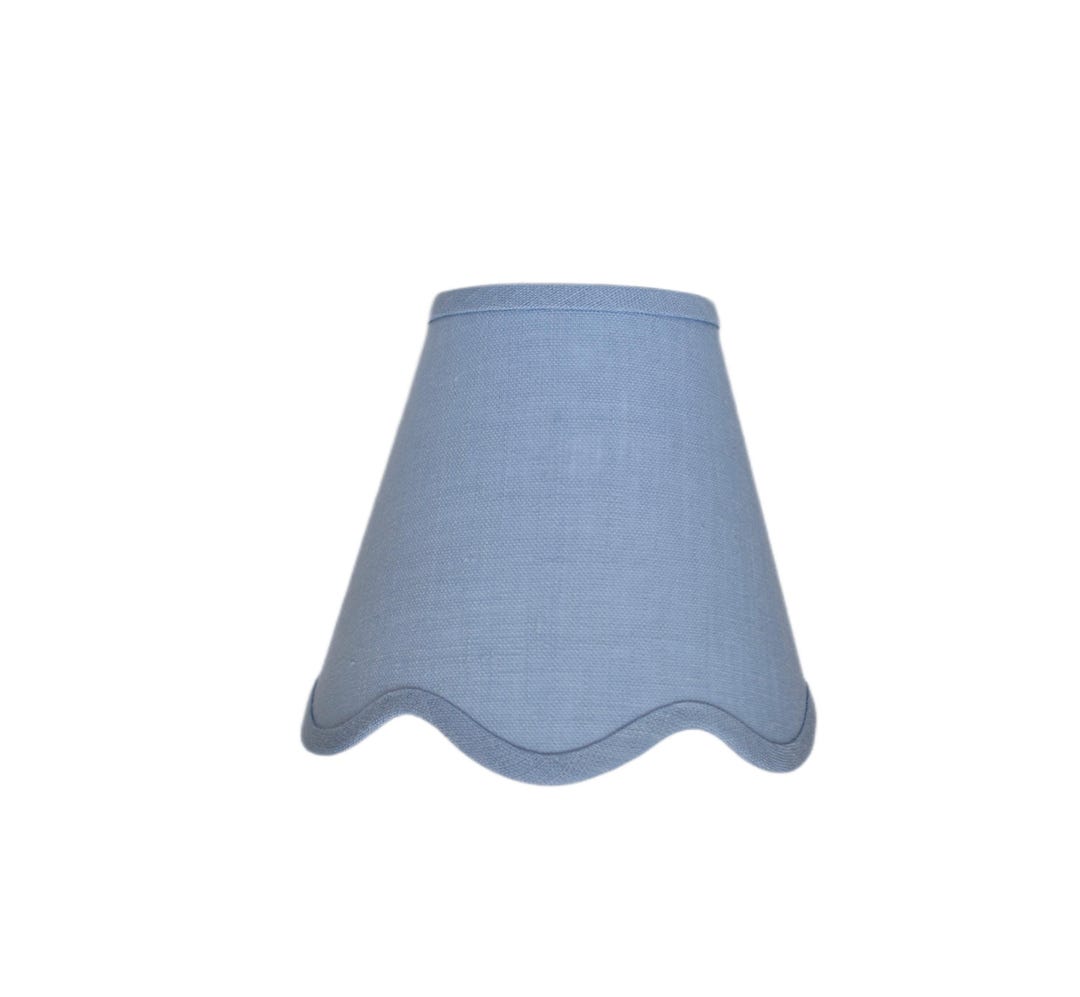 Scalloped Blue Linen Sconce Shade With Your Choice of Trim Color - Made ...