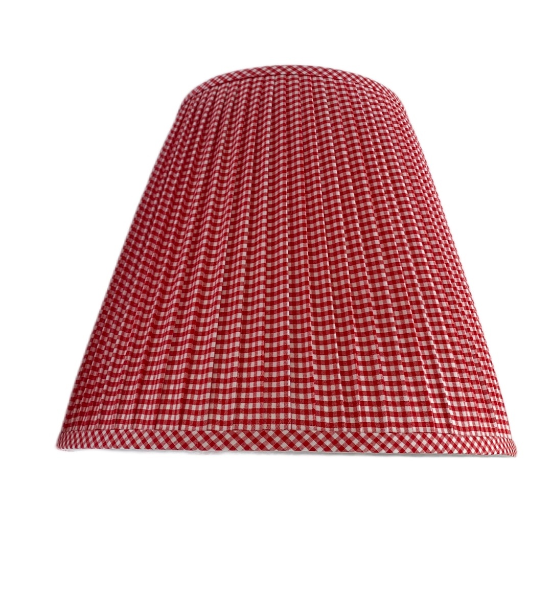 Red Pleated Lampshade-beige Lamp Shade-blue Gingham Pleated Sconce ...
