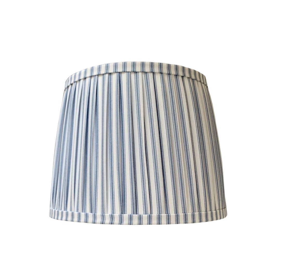 Blue Ticking Stripe Pleated Lampshadeblue Lamp Shade Pleated Sconce ...