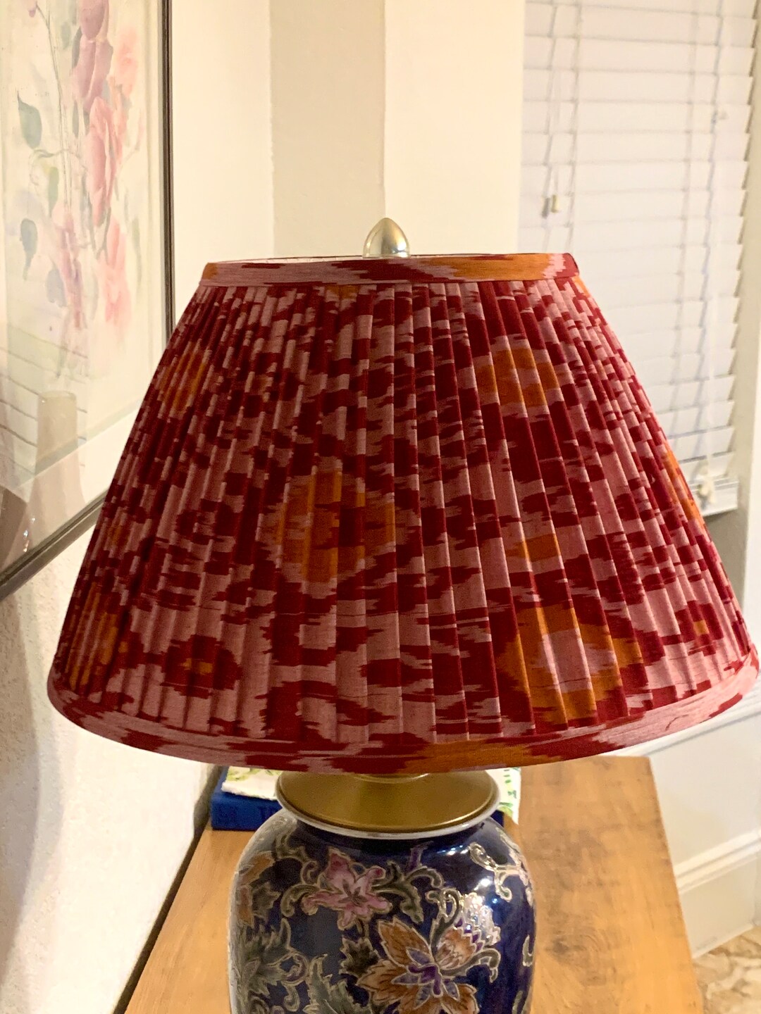 Red Orange Ikat Pleated Lampshade: Custom Sconce Chandelier Shade - Etsy