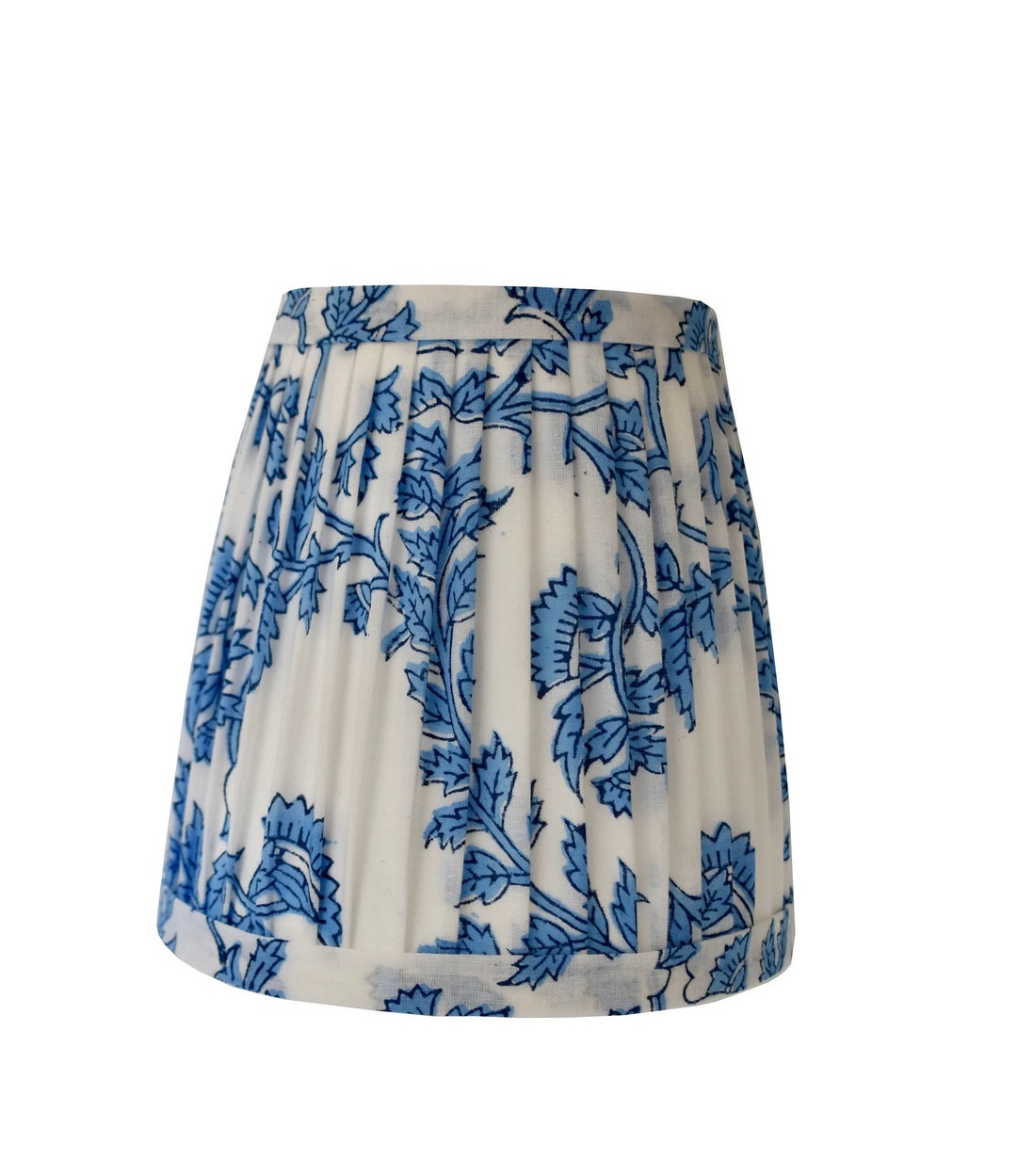Blue Floral Pleated Lampshade: Handmade Indian Block Print Shade - Etsy