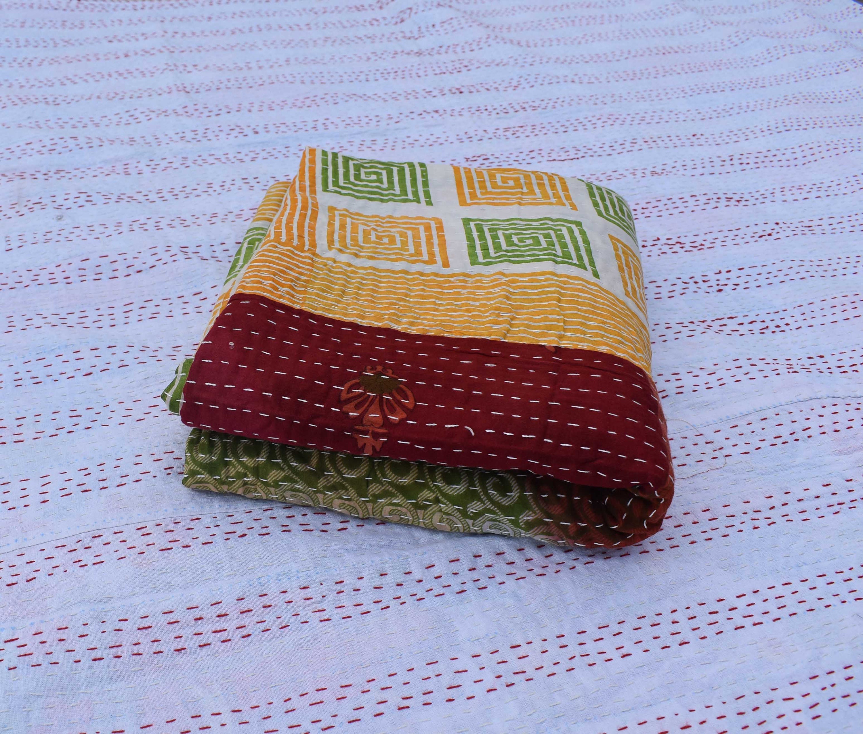 Vintage Patchwork Throw Two Layer Patchwork Kantha - Etsy