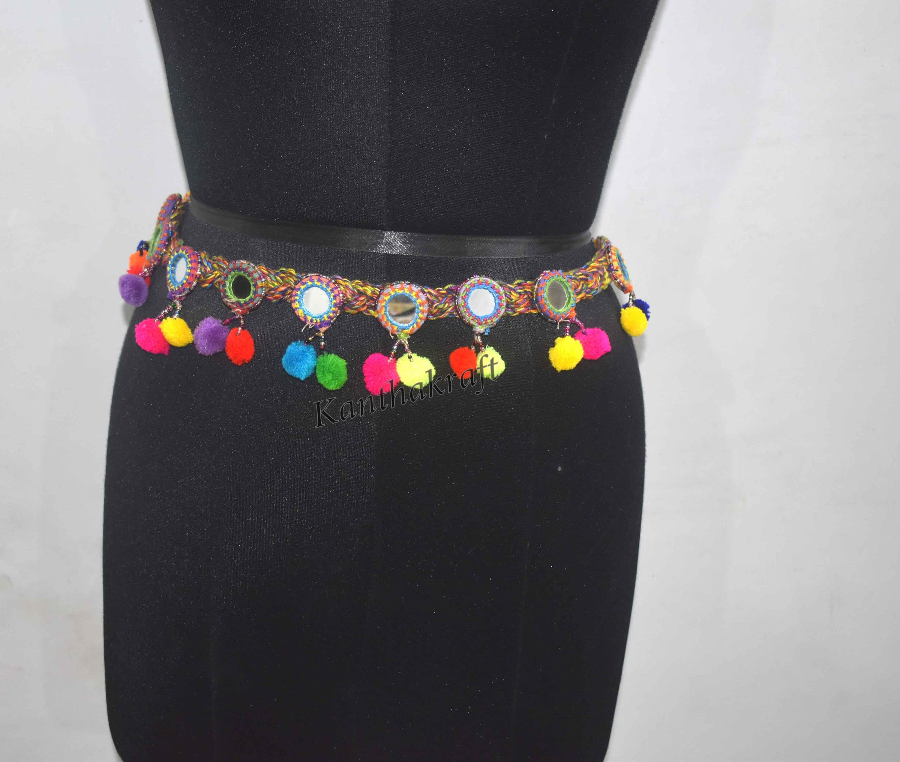 5 Pcs of Handmade Pom Pom Decorative Belt,colorful Textiles Art Belt ...