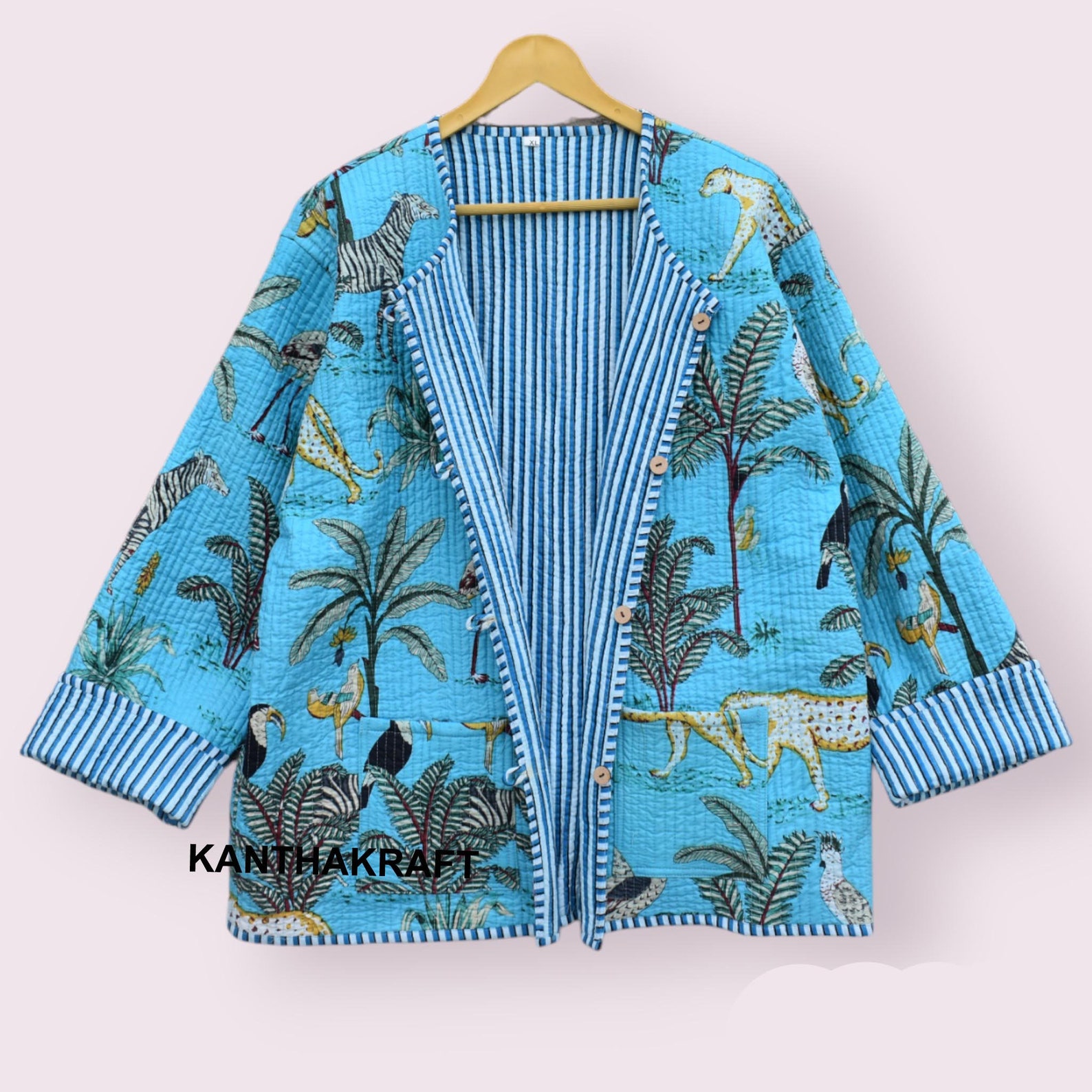 Animal Tiger Print Quilted Jackets Cotton Floral Bohemian Style Fall ...