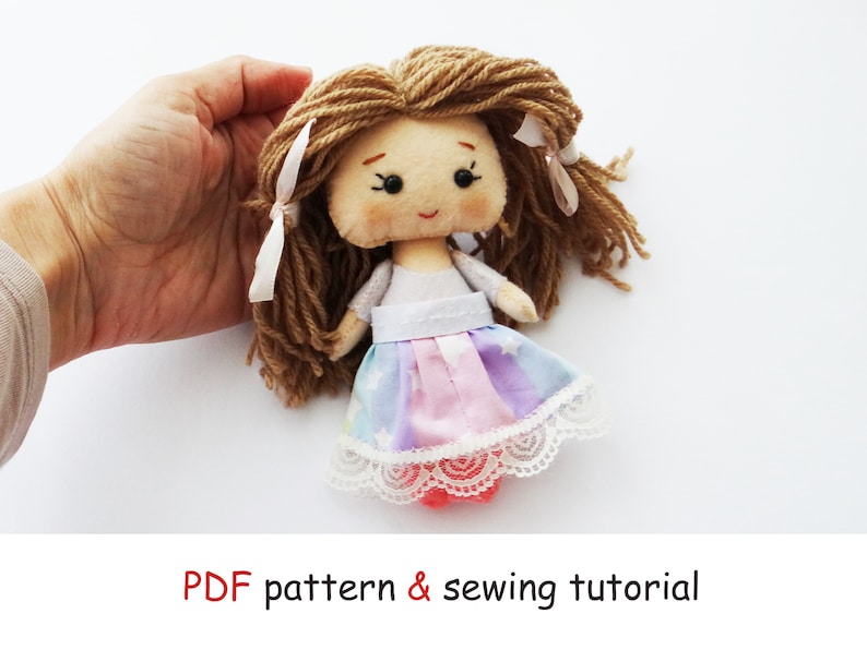 DIY Mini Felt Doll Sewing Pattern, Tiny Dress up Sewing Doll Template ...