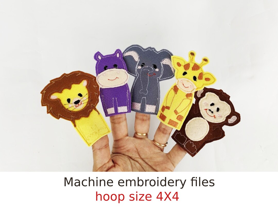 Wild Animal Finger Puppets Set: Safari Zoo Embroidery Designs (4x4) - Etsy
